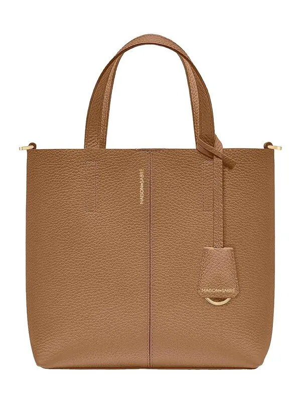 MAISON DE SABRE Soft Small Tote - Sandstone Brown & Manhattan Orange