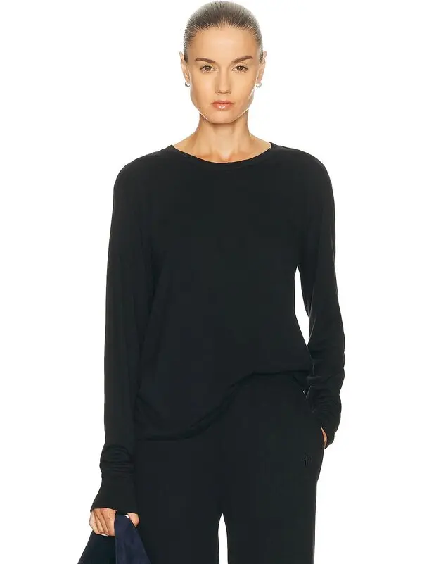 Eterne Long Sleeve Boyfriend Top - Black