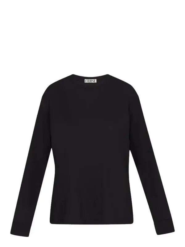 Eterne Long Sleeve Boyfriend Top - Black