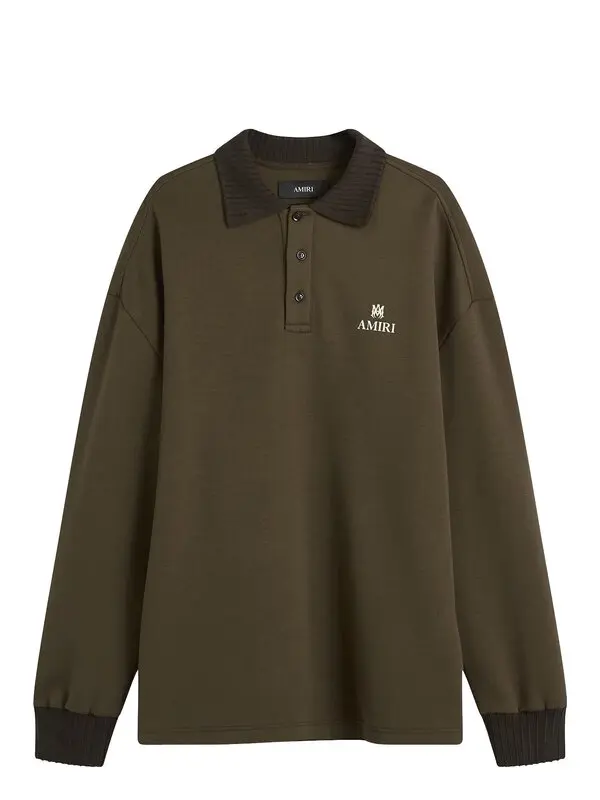 Amiri Ma Oversized Long Sleeve Polo - Dark Brown
