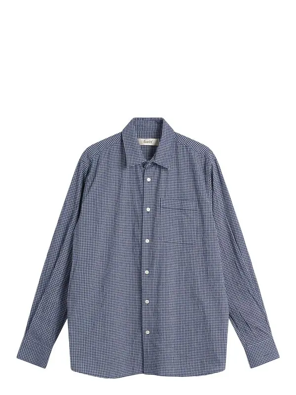 FORET Pluto Checked Shirt - Navy/cloud