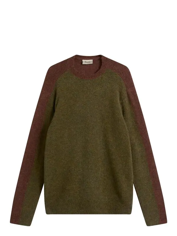 FORET Alpine Contrast Crew Neck Jumper - Army/brown