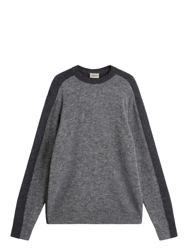 FORET Alpine Contrast Crew Neck Jumper - Grey/dark Grey Melange