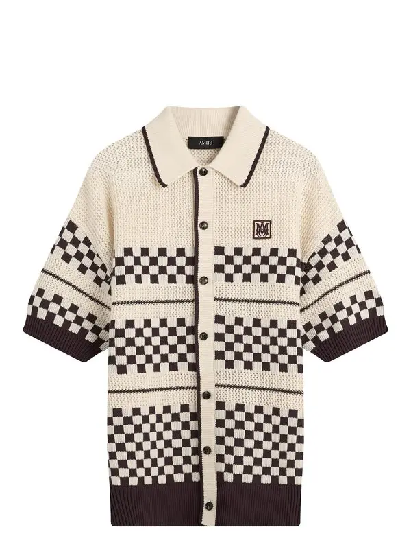 Amiri Checkered Mesh Shirt - Alabaster