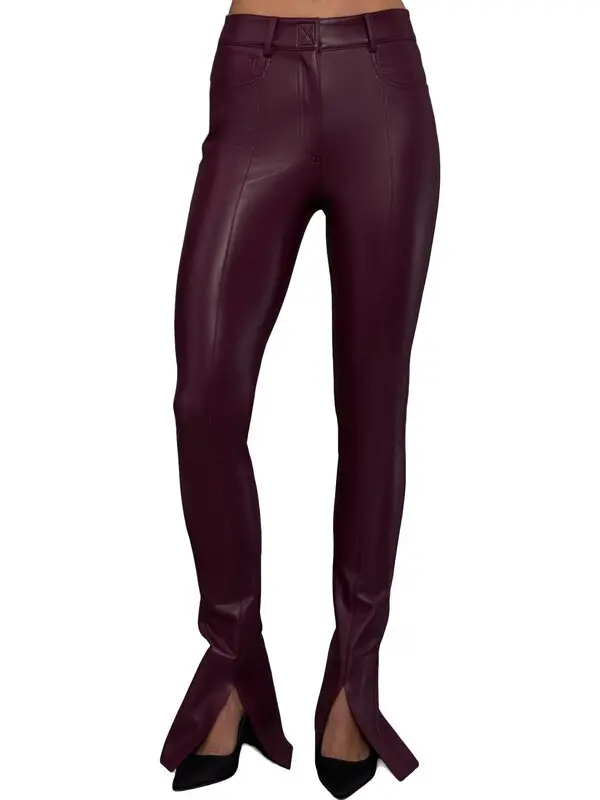 Norma Kamali Spat Vegan Leather Pants - Plum