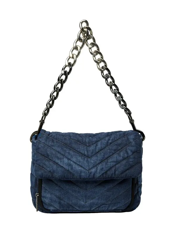 THINK ROYLN The Muse Quilted Crossbody Bag - Stone Washed Denim/black/black Gunmetal Hardware