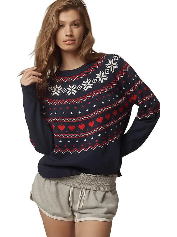 Beach Riot X Crew-neck Sweater - Navy Fairisle