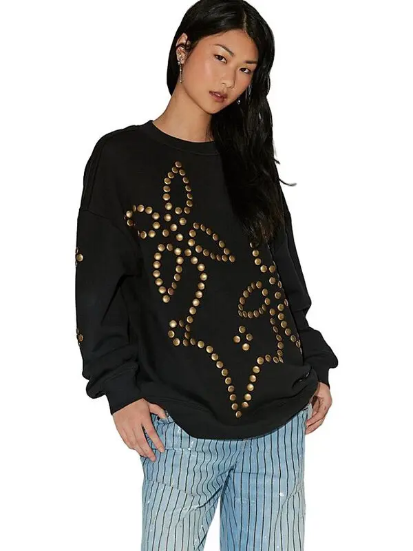 RAGABOND Stud Flower Pullover - Black