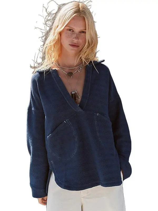 Free People Brody Third Piece Pullover - Blue Sailor