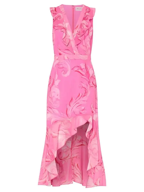 MILLY Nanci Printed Midi Dress - Pink