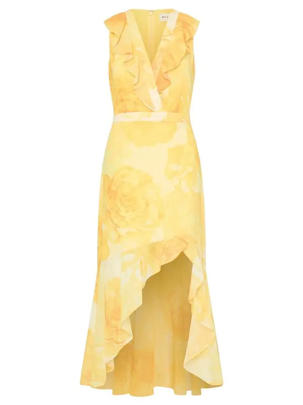 MILLY Nanci Printed Midi Dress - Yellow