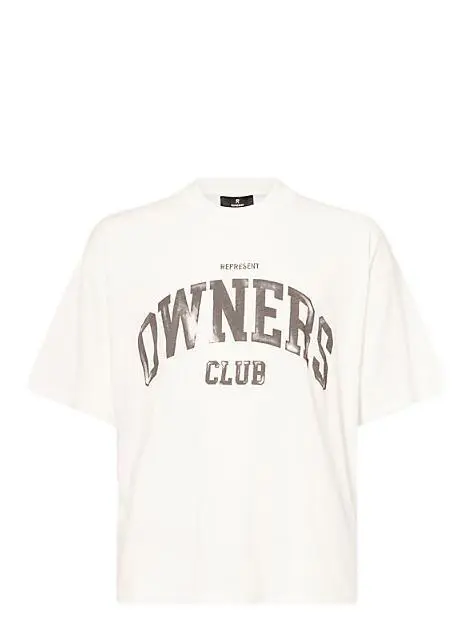 REPRESENT Big Owners Club Crewneck Cotton T-shirt - Flat White