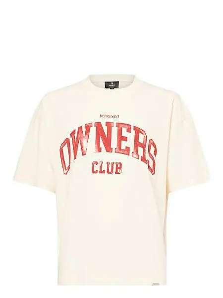 REPRESENT Big Owners Club Crewneck Cotton T-shirt - Buttercream