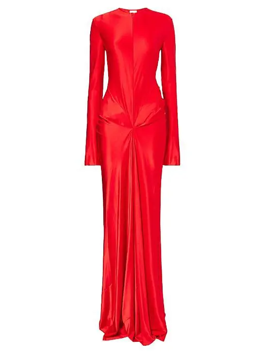 Victoria Beckham Zip-front Cut-out Stretch-jersey Maxi Dress - Cardinal Red