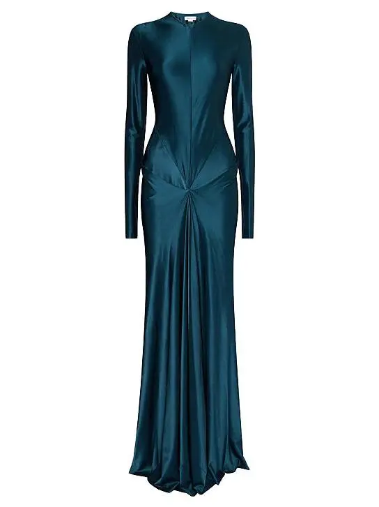 Victoria Beckham Zip-front Cut-out Maxi Dress - Dark Teal
