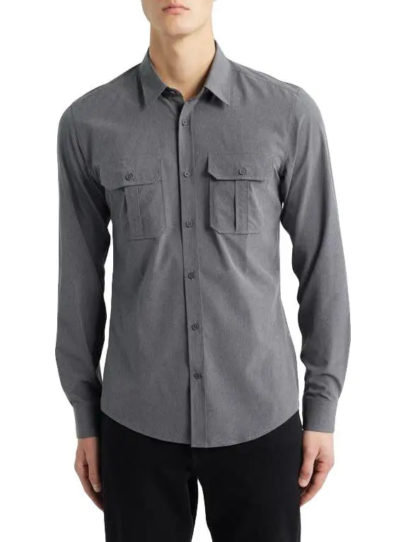 BOSS Roan Kent Slim Fit Performance Button-up Shirt - Grey