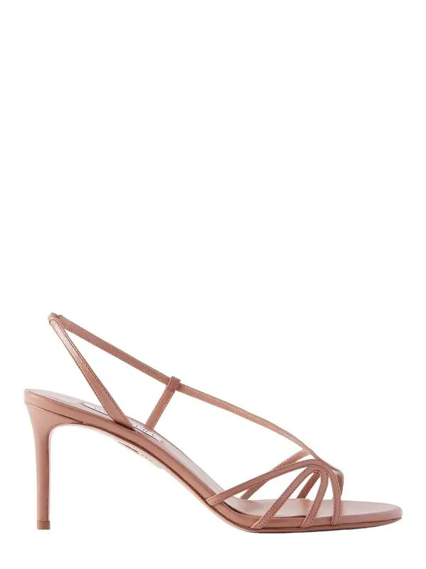 AQUAZZURA Talk To Me 75 Metallic Leather Slingback Sandals - Pink
