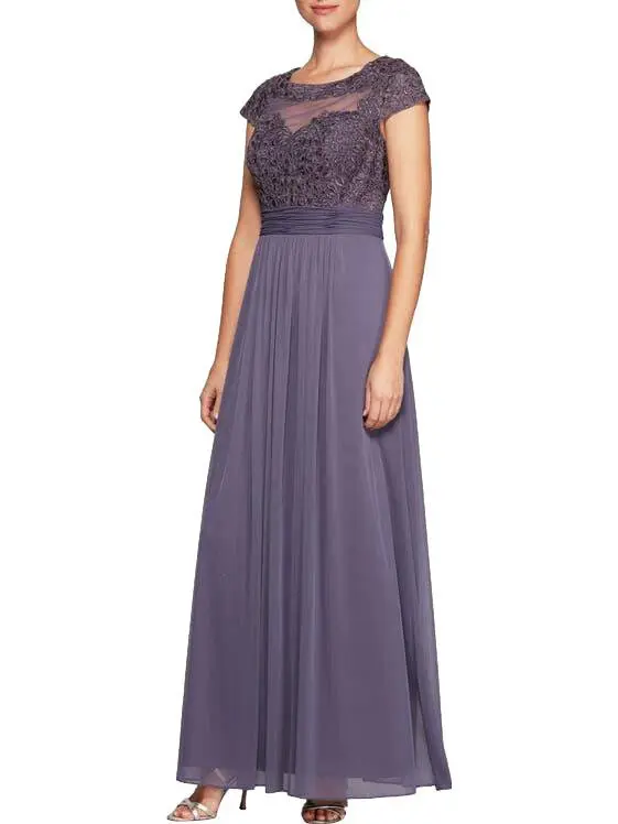 Alex Evenings Embroidered A-line Gown - Wisteria
