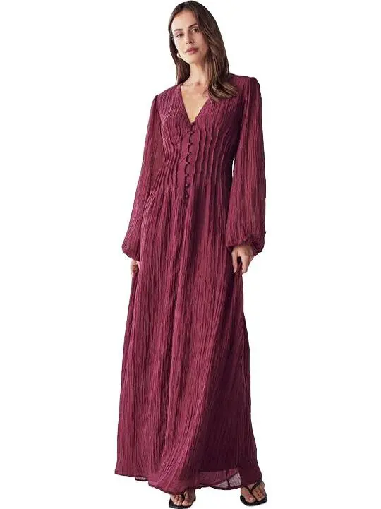 WILLA Woven Maxi Dress - Burgundy