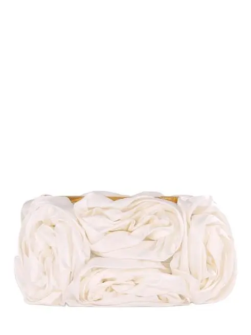 Badgley Mischka Jett Silk Satin Rosette Clutch - Ivory