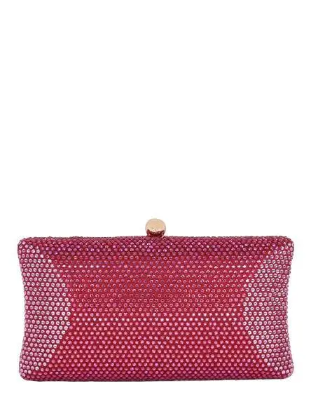 Badgley Mischka Nia Crystal Beveled Minaudiere - Burgundy