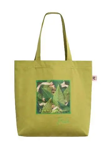 LOST PATTERN I Am My Own Muse Cotton Tote Bag - Avocado Green