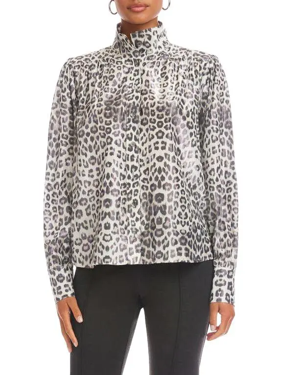 Fifteen Twenty Metallic Animal Print Button-up Shirt - Leopard