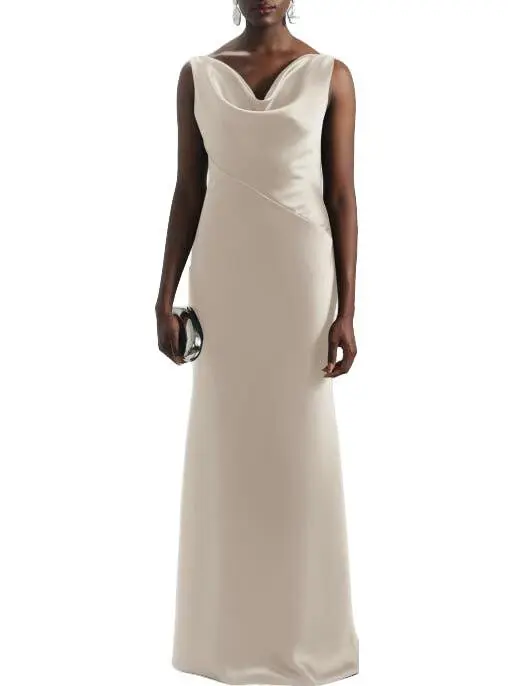 Amsale Bias Cut Cowl Neck Gown - Champagne