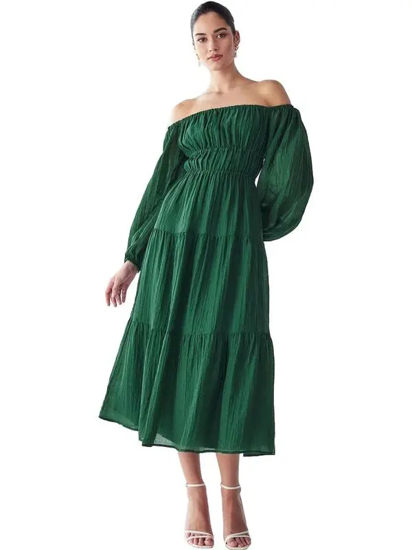 WILLA Burnese Midi Dress - Emerald