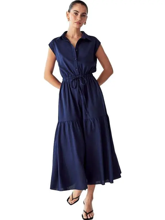 WILLA Marle Midi Dress - Navy Blue