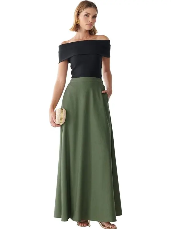 WILLA Isla Maxi Skirt - Olive