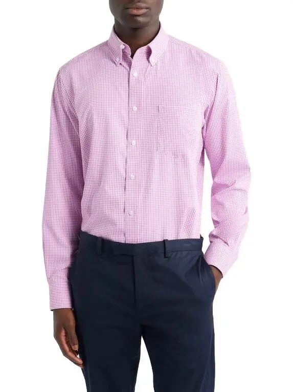 ROFFE ACCESSORIES Eagle Regular Fit Red Gingham Check Cotton Twill Button-down Shirt - Purple