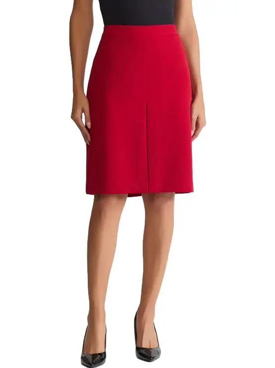 KASPER Pencil Skirt With Pleat Front - Fire Red