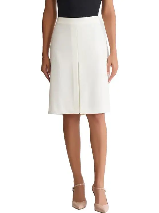 KASPER Pencil Skirt With Pleat Front - Vanilla Ice