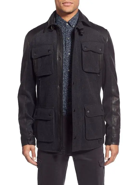 W.R.K Mixed Media Shirt Jacket - Charcoal