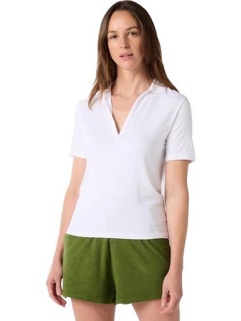 Majestic Filatures Soft Touch Short Sleeve V-neck Polo - Blanc