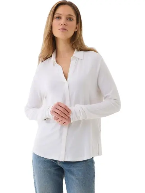 Majestic Filatures Soft Touch Semi Relaxed Shirt - Blanc