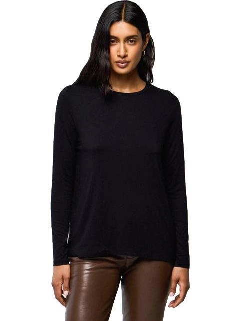 Majestic Filatures Soft Touch Long-sleeve Crewneck With Pleat - Noir