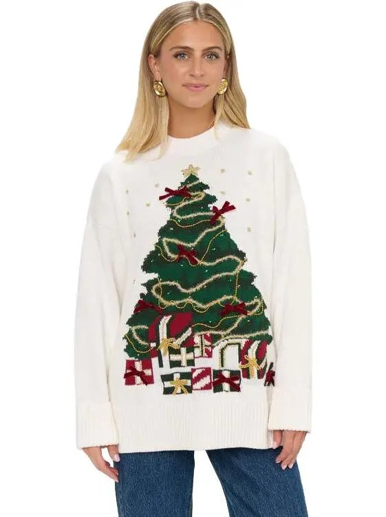 Show Me Your Mumu Fireside Crewneck Sweater - Christmas Tree Knit