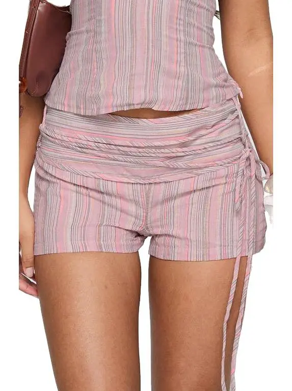 Princess Polly Electric Night Stripe Cotton Blend Shorts - Pink Stripe