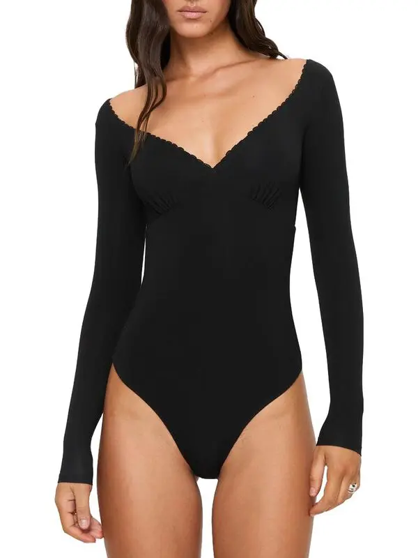 Princess Polly Loveydove Long Sleeve Bodysuit - Black