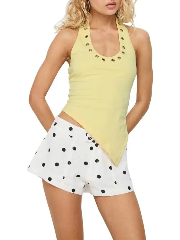 Princess Polly Appreciation Polka Dot Organic Cotton Blend Shorts - White Polka