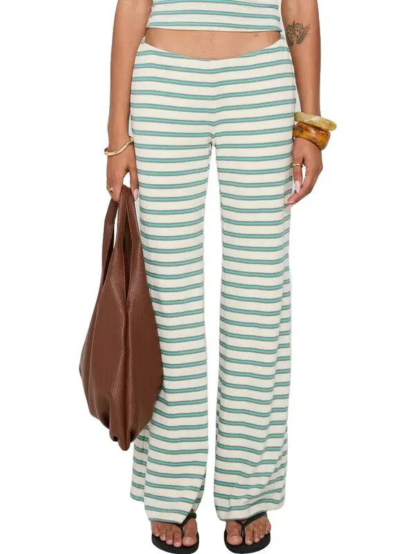 Princess Polly Anora Stripe Halter Top & Pants Set - Blue/white Stripe