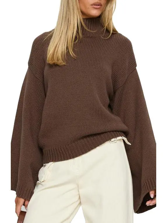 Princess Polly Neriel Turtleneck Sweater - Chocolate
