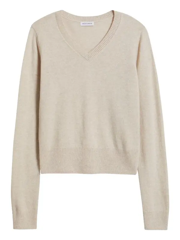 ARTLESS FOREVER Tove V-neck Wool & Cashmere Sweater - Stone