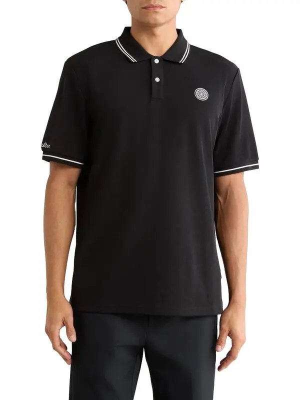 MALBON Fairway Appliqué Piqué Polo - Black