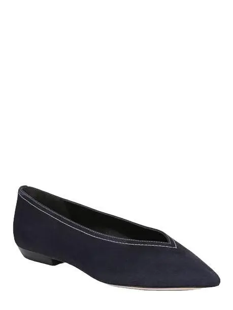 Veronica Beard Bancroft Pointed Toe Flat - Navy