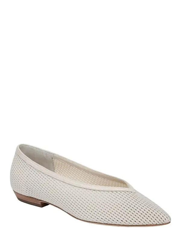 Veronica Beard Bancroft Pointed Toe Flat - Ecru