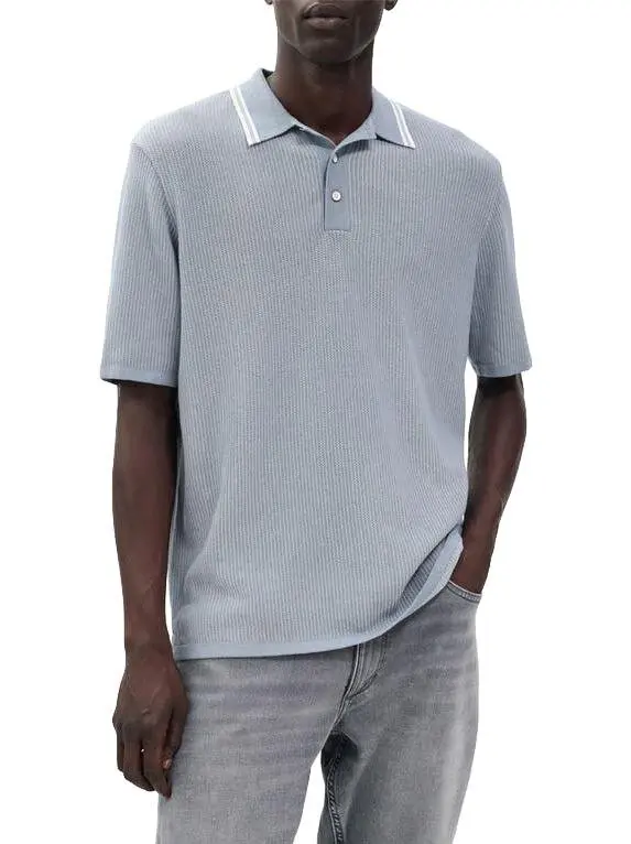 Rag & Bone Harvey Tipped Polo - Light Blue