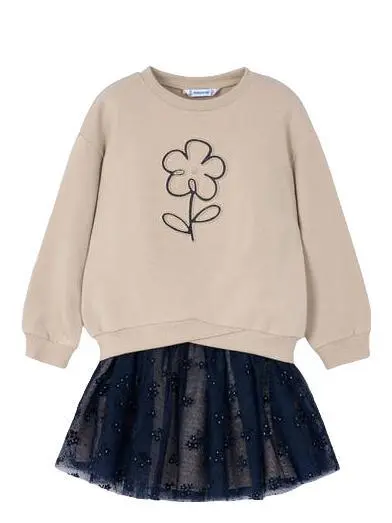 MAYORAL Sweatshirt And Tulle Skirt Set - Beige